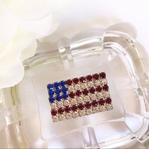Jewelry | Vintage Rhinestone American Flag Pin | Poshmark